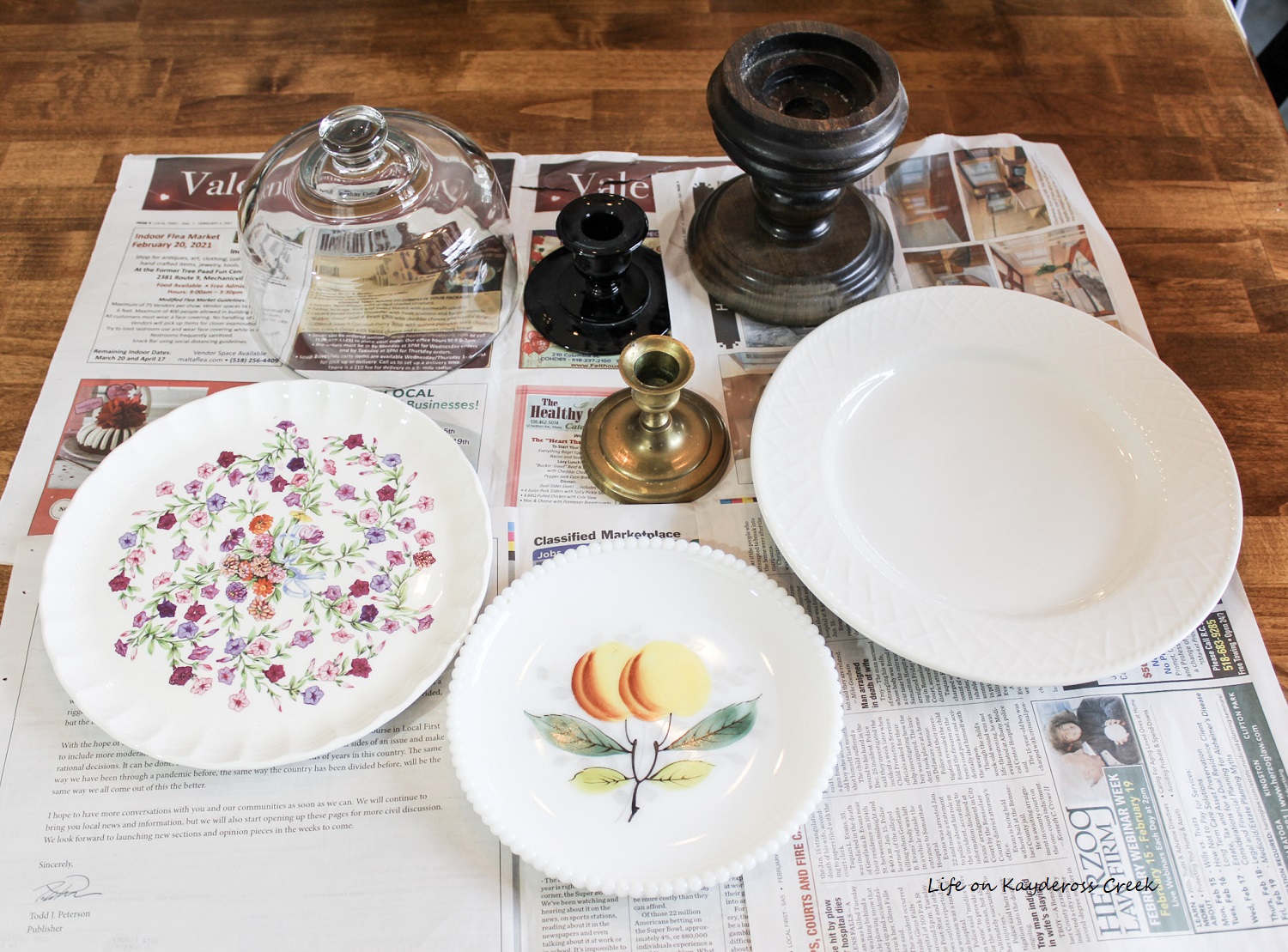 DIY Cake Plate Stand - Thrift Store Thursday - Life on Kaydeross Creek